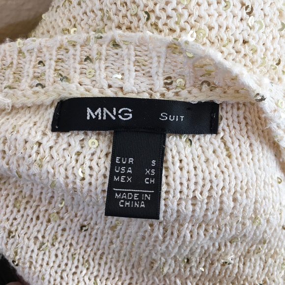 Mango | Sweaters | Mng Sweater Whitecream With Gold Sequins | Poshmark